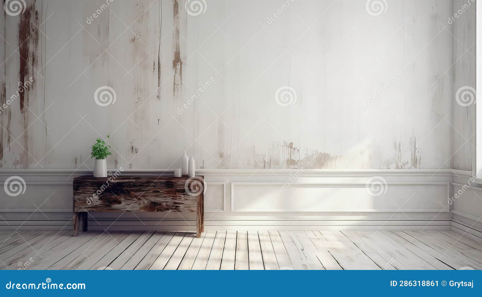 Clean Wall Evenly Whitewashed with White Paint Stock Illustration ...