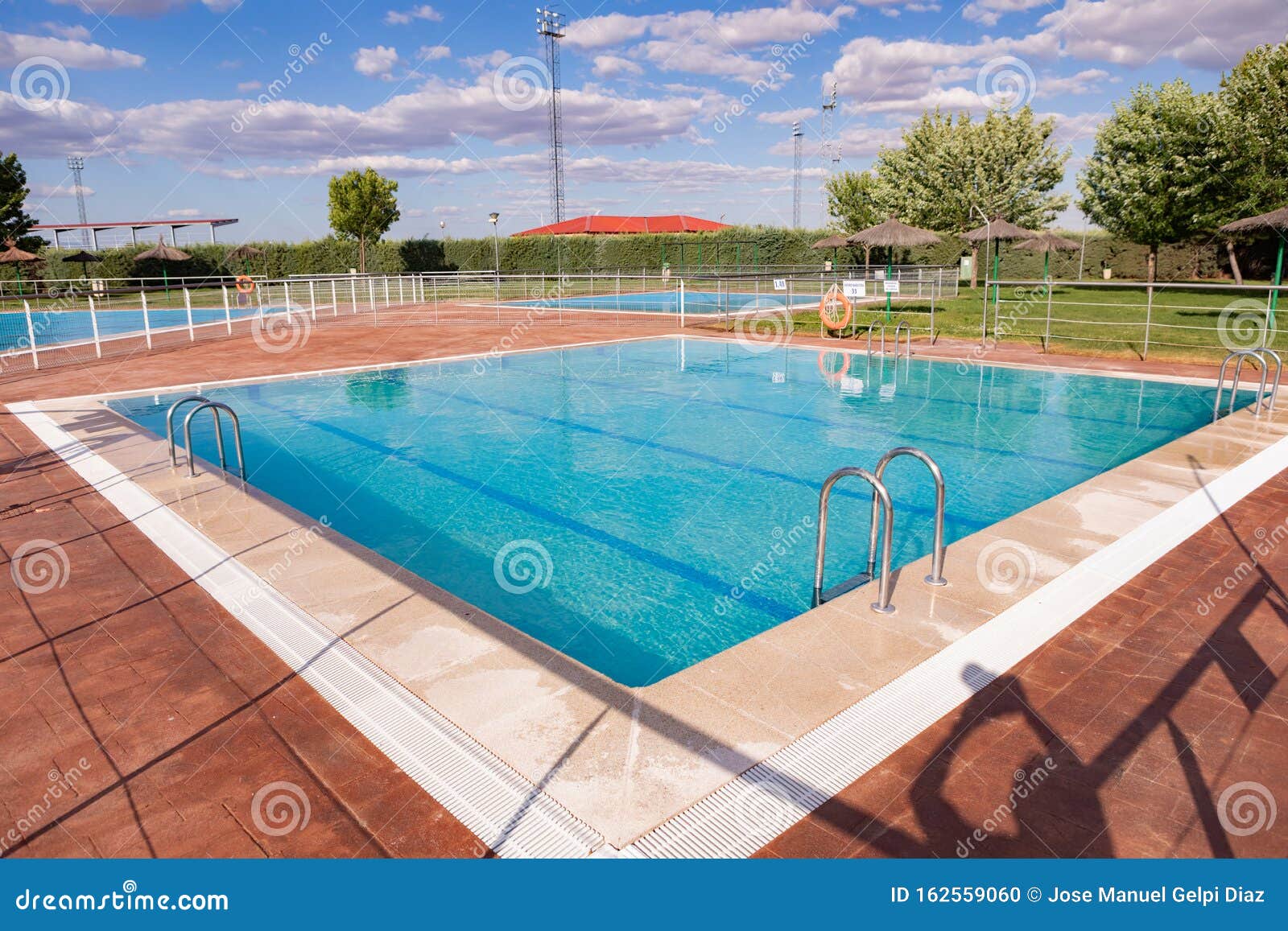 Clean water in a blue pool stock photo. Image of aqua - 162559060