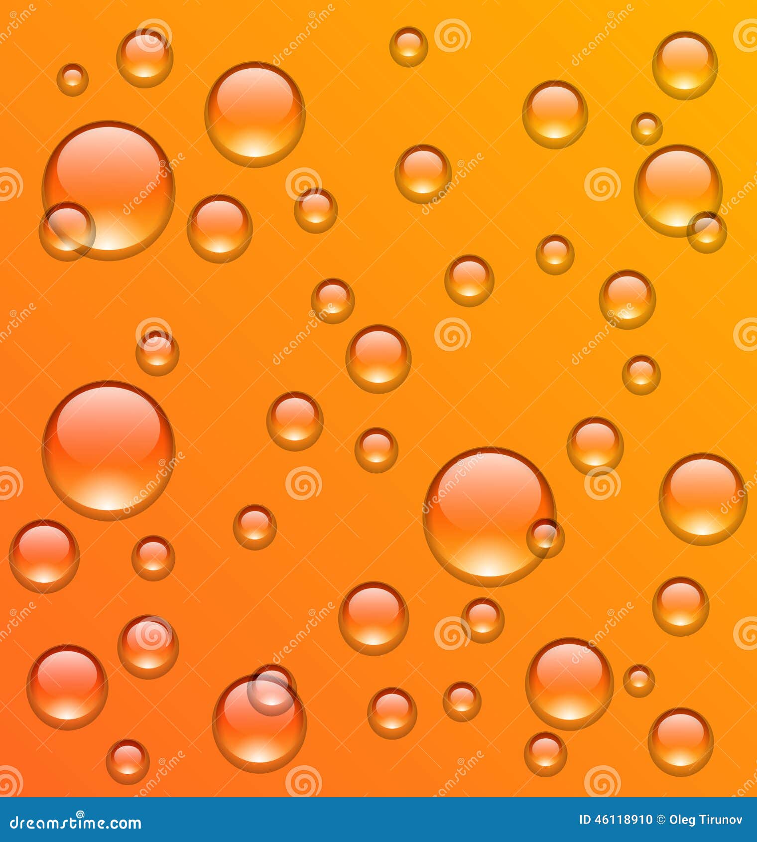 Clean Water Droplets on Orange Surface Stock Vector - Illustration of ...