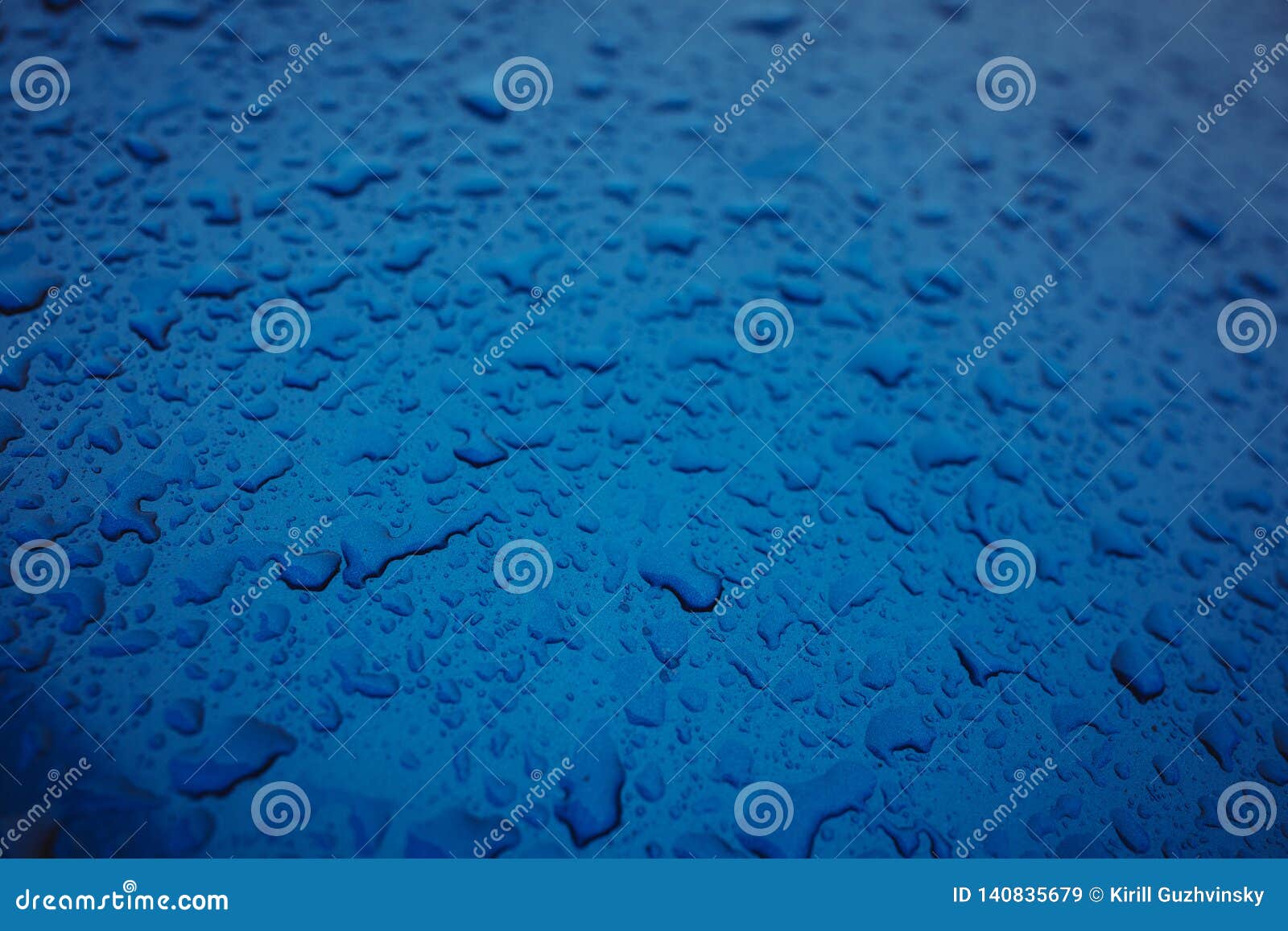 Clean Water Drops on the Blue Car on the Street Stock Image - Image of ...