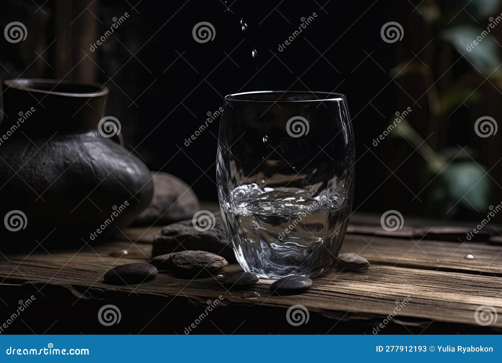 Clean Water Glass on Table. Generate Ai Stock Illustration ...