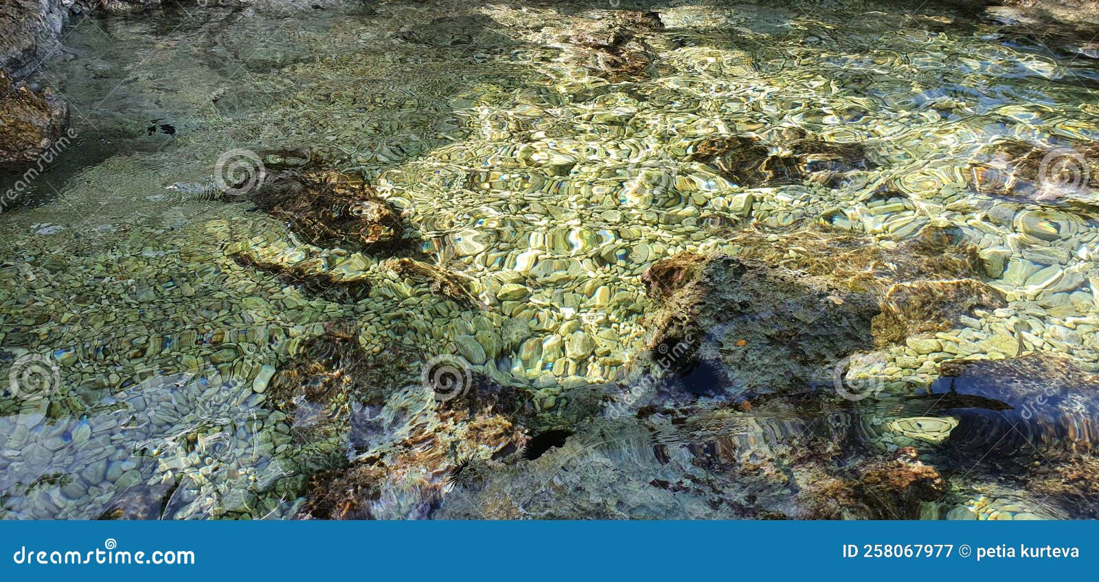 Clean Water in the Ocean and Rocks with Sun Rays Stock Image - Image of ...