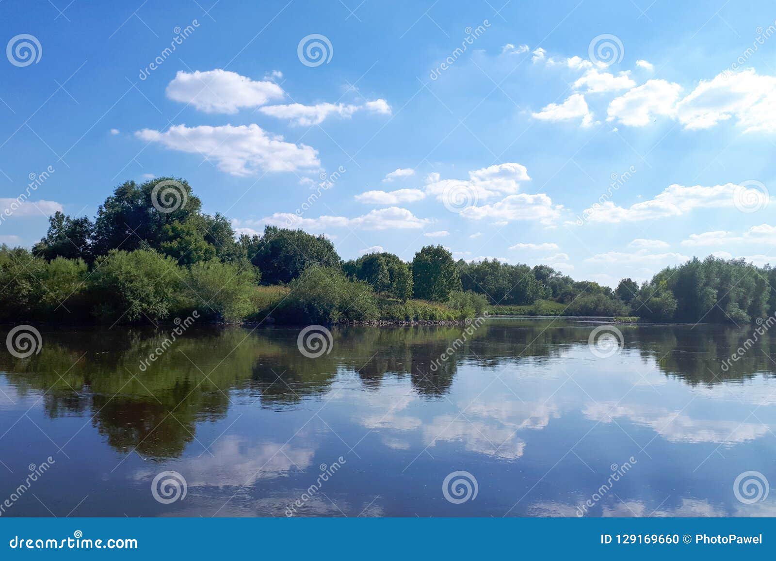 Clean Water in the River. the Water Mirror Reflects White Clouds Stock ...