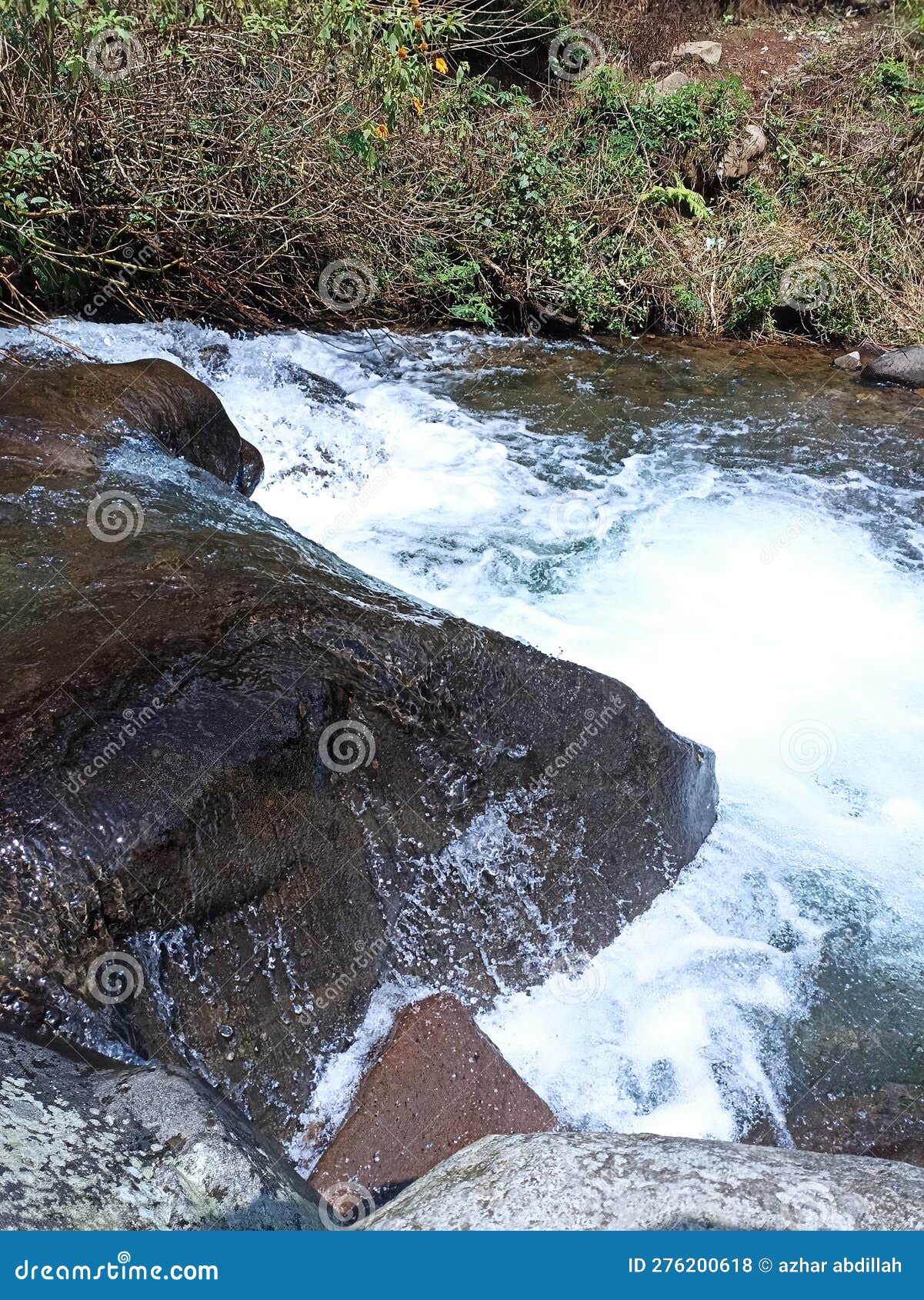 Clean Water Streams in the Mountains Flow between Rocks Rich in ...
