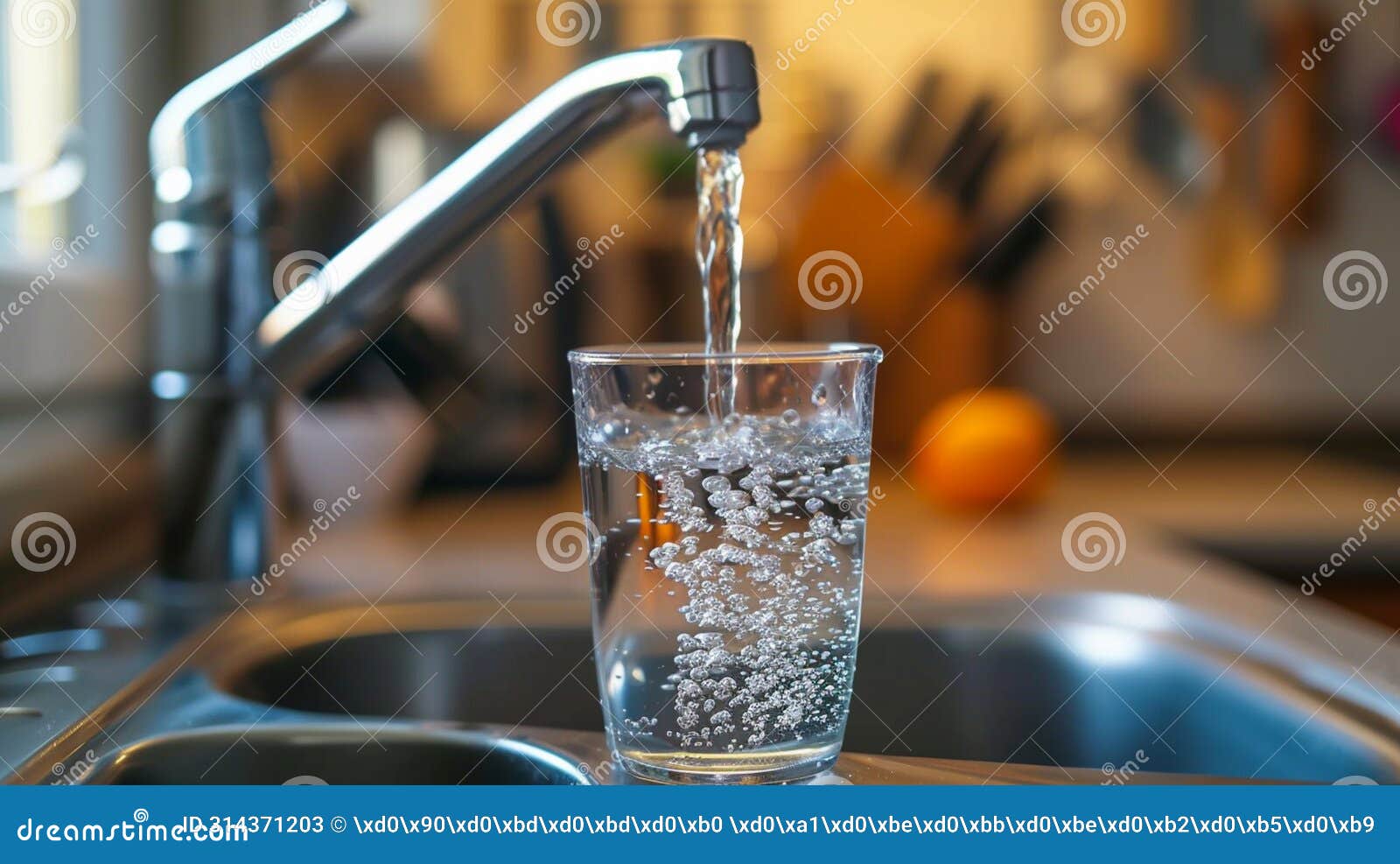 Clean Water from the Tap Flows into the Glass Stock Image - Image of ...