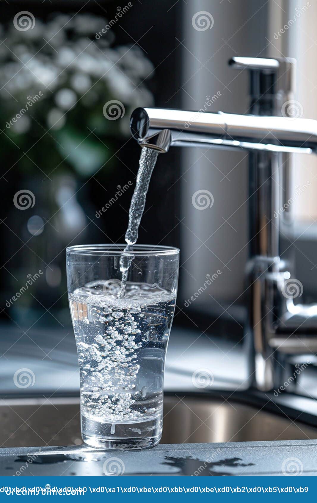 Clean Water from the Tap Flows into the Glass Stock Photo - Image of ...