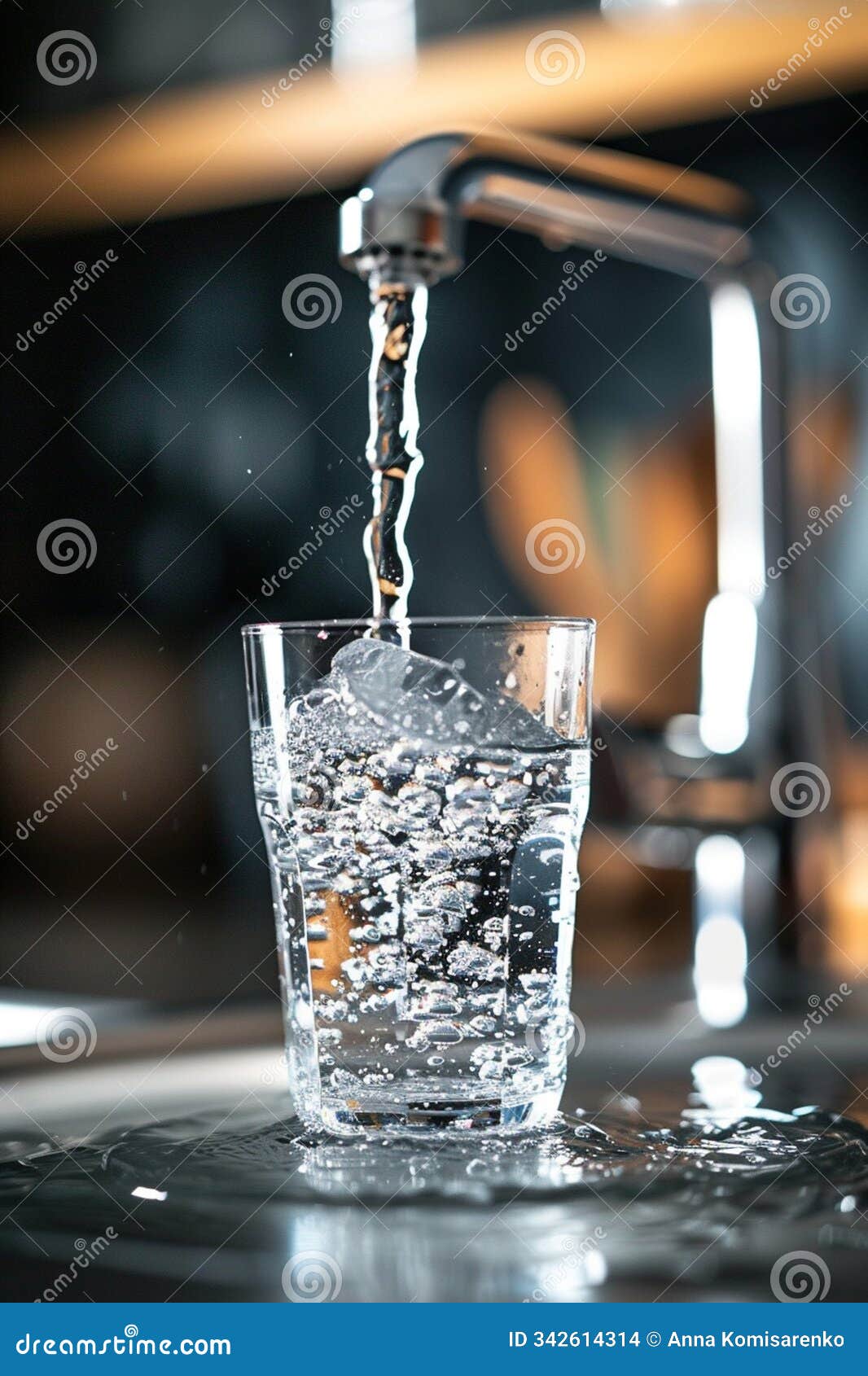 Clean Water from the Tap Flows into the Glass Stock Photo - Image of ...