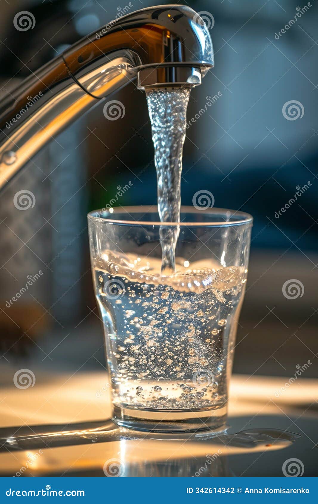 Clean Water from the Tap Flows into the Glass Stock Photo - Image of ...