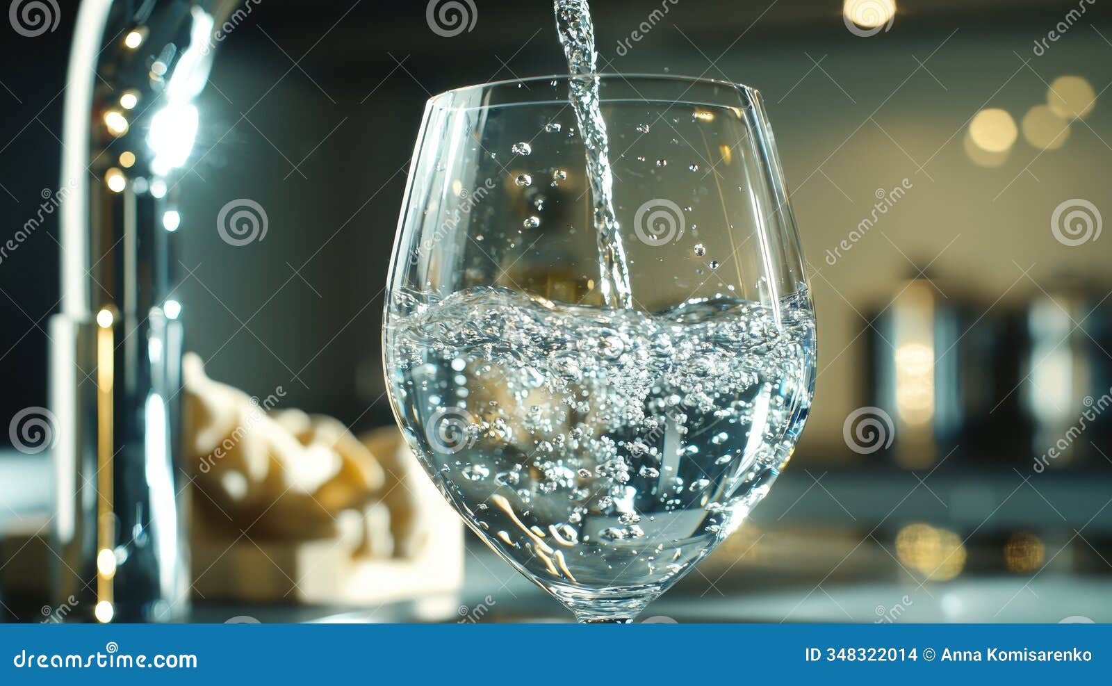 Clean Water from the Tap Flows into the Glass Stock Photo - Image of ...