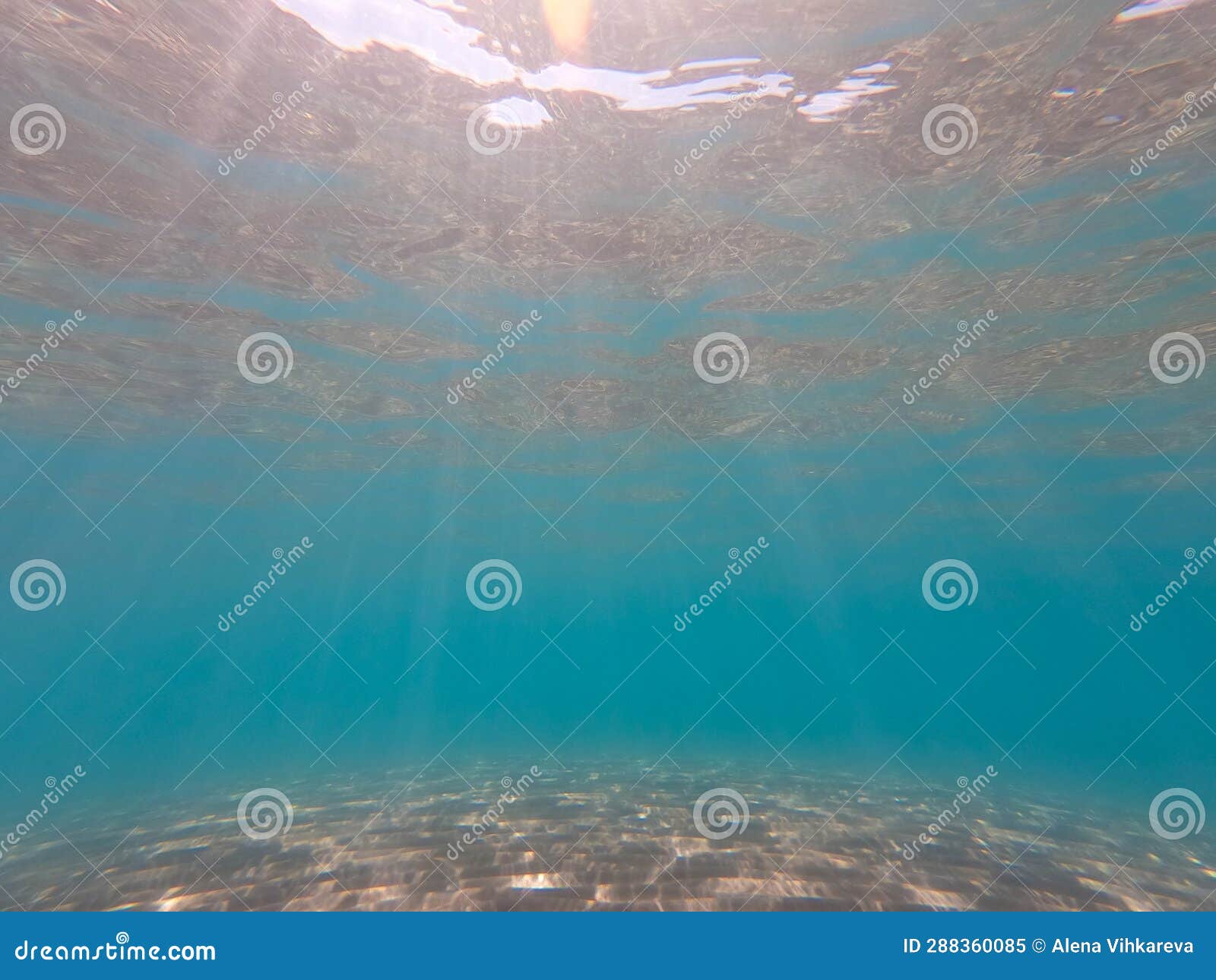 Clean Water. Under the Water, the Rays of the Sun and the Sandy Bottom ...