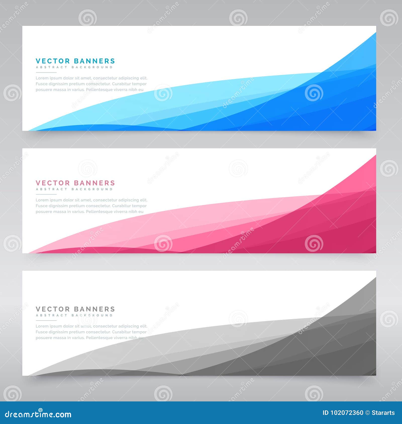 Clean Wave Banners Set of Three Stock Vector - Illustration of header ...