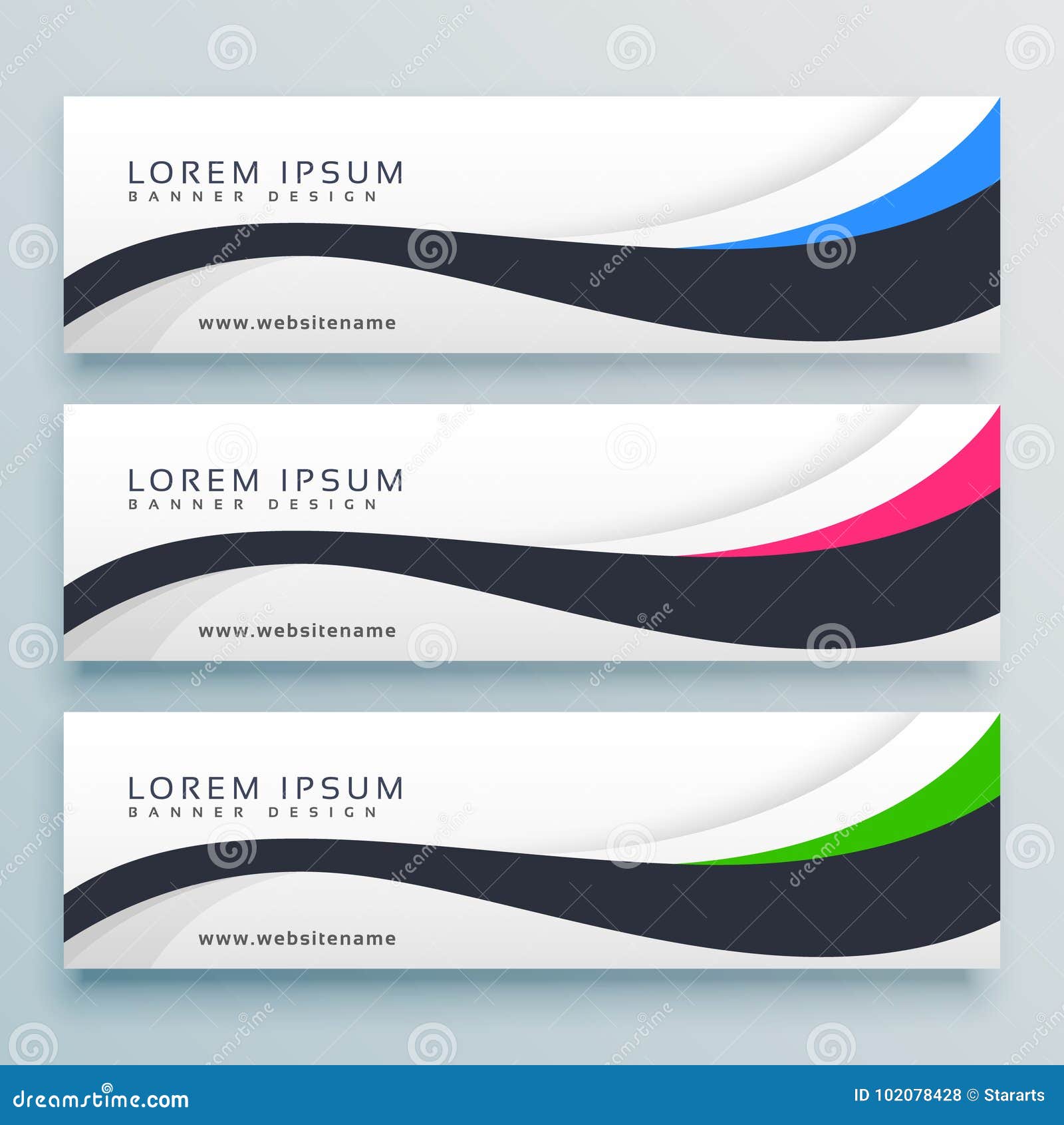 Clean Wavy Three Header Banner Design Template Stock Vector ...