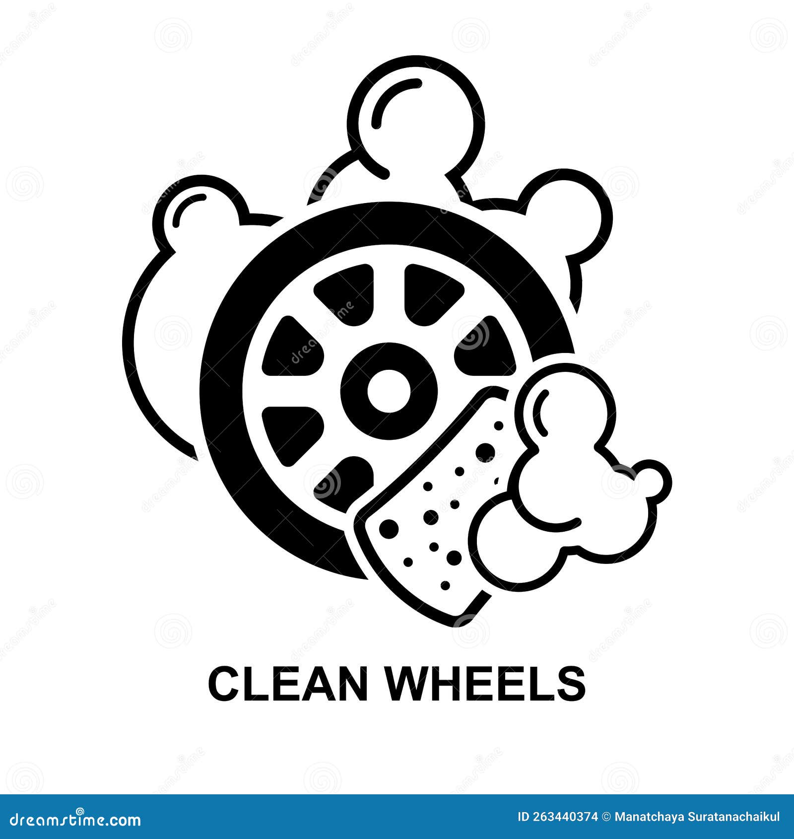 Clean Wheels Icon Isolated on White Background Stock Illustration ...