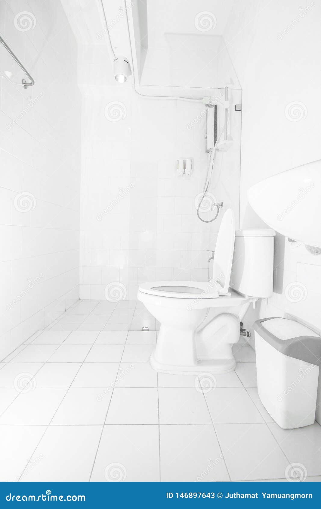 The Clean White Bathroom, Interior Modern Style Stock Image - Image of ...