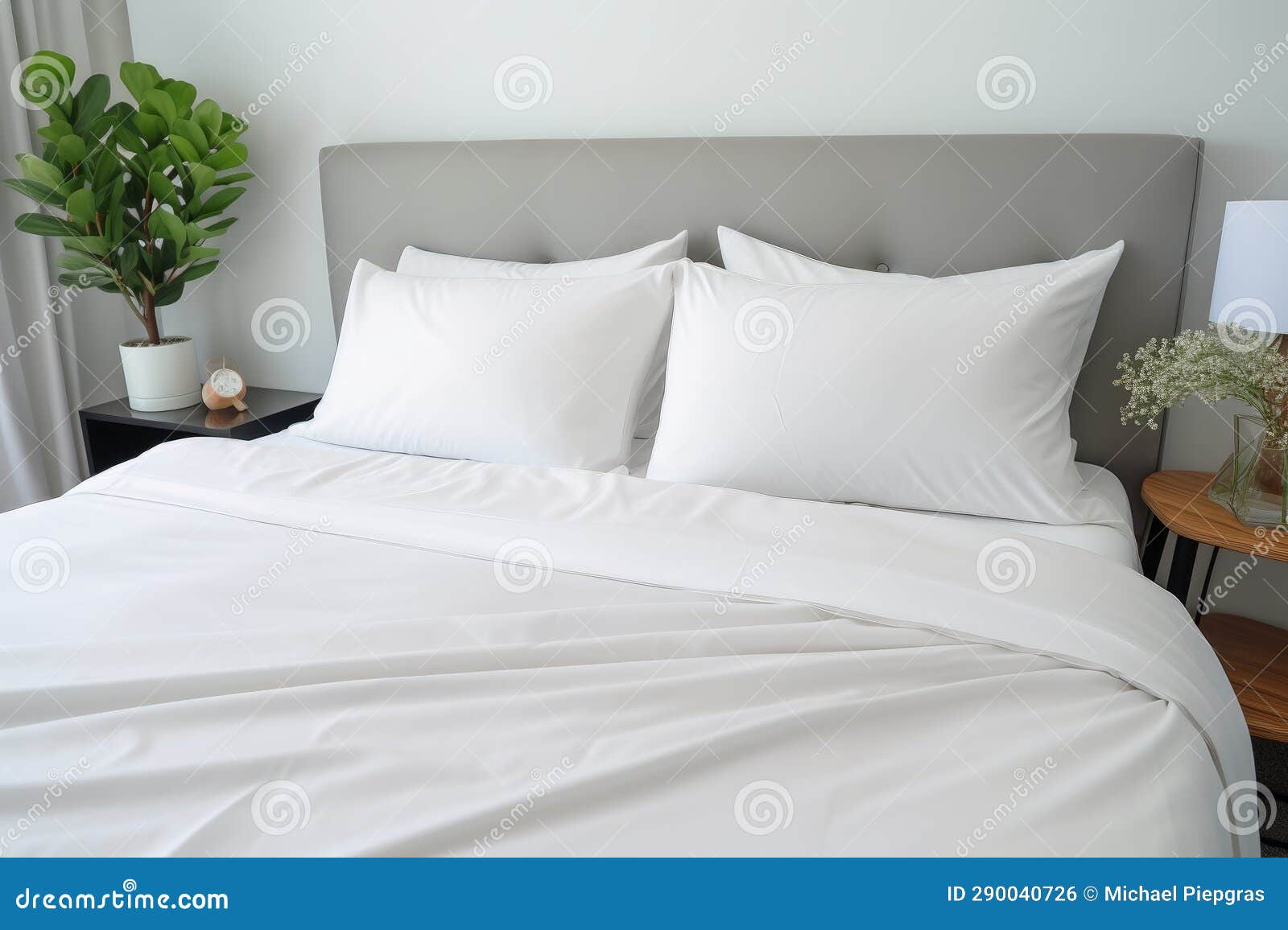 Clean White Bed Linen on a Bed in a Luxury Hotelroom Stock Photo ...