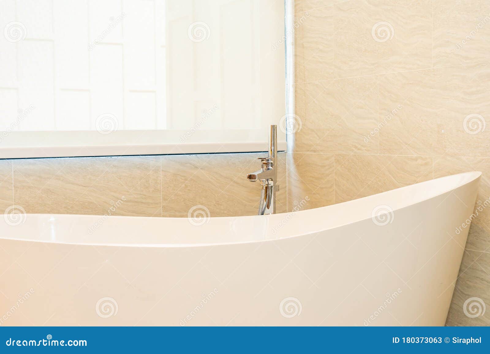 Clean White Empty Bathtub Decoration Interior Stock Image - Image of ...