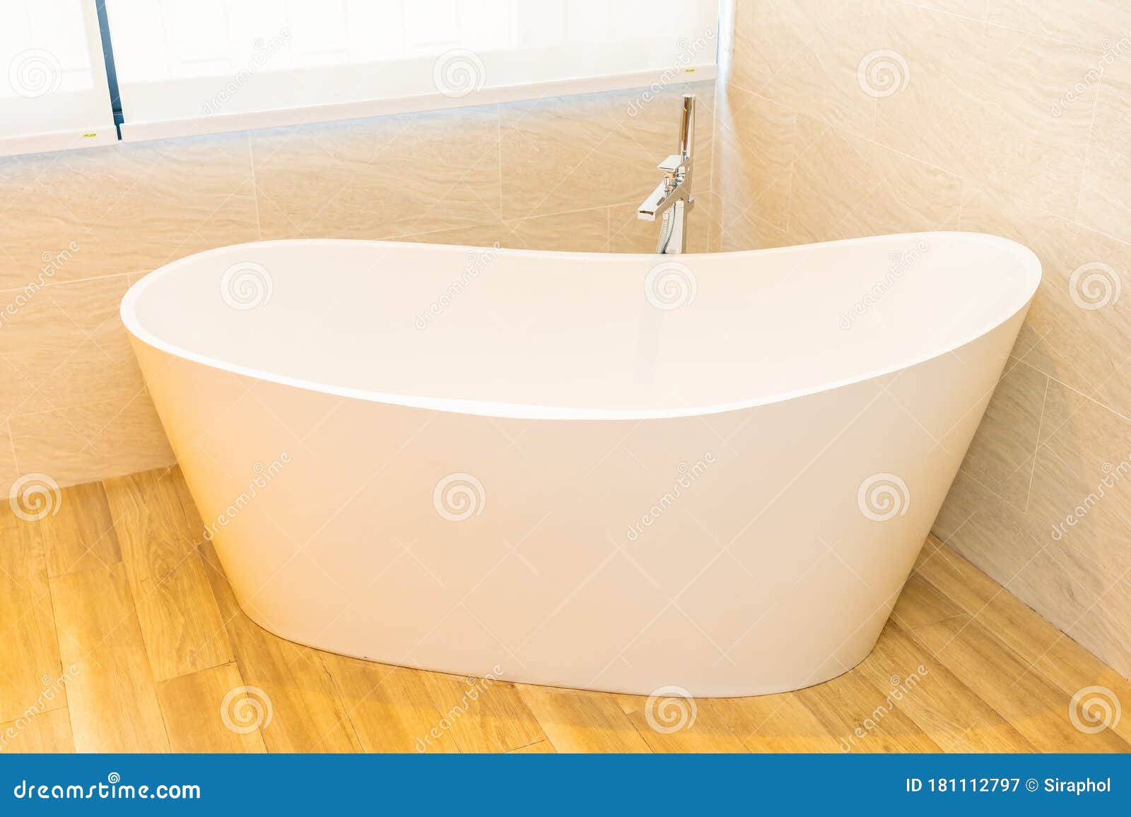 Clean White Empty Bathtub Decoration Interior Stock Image - Image of ...