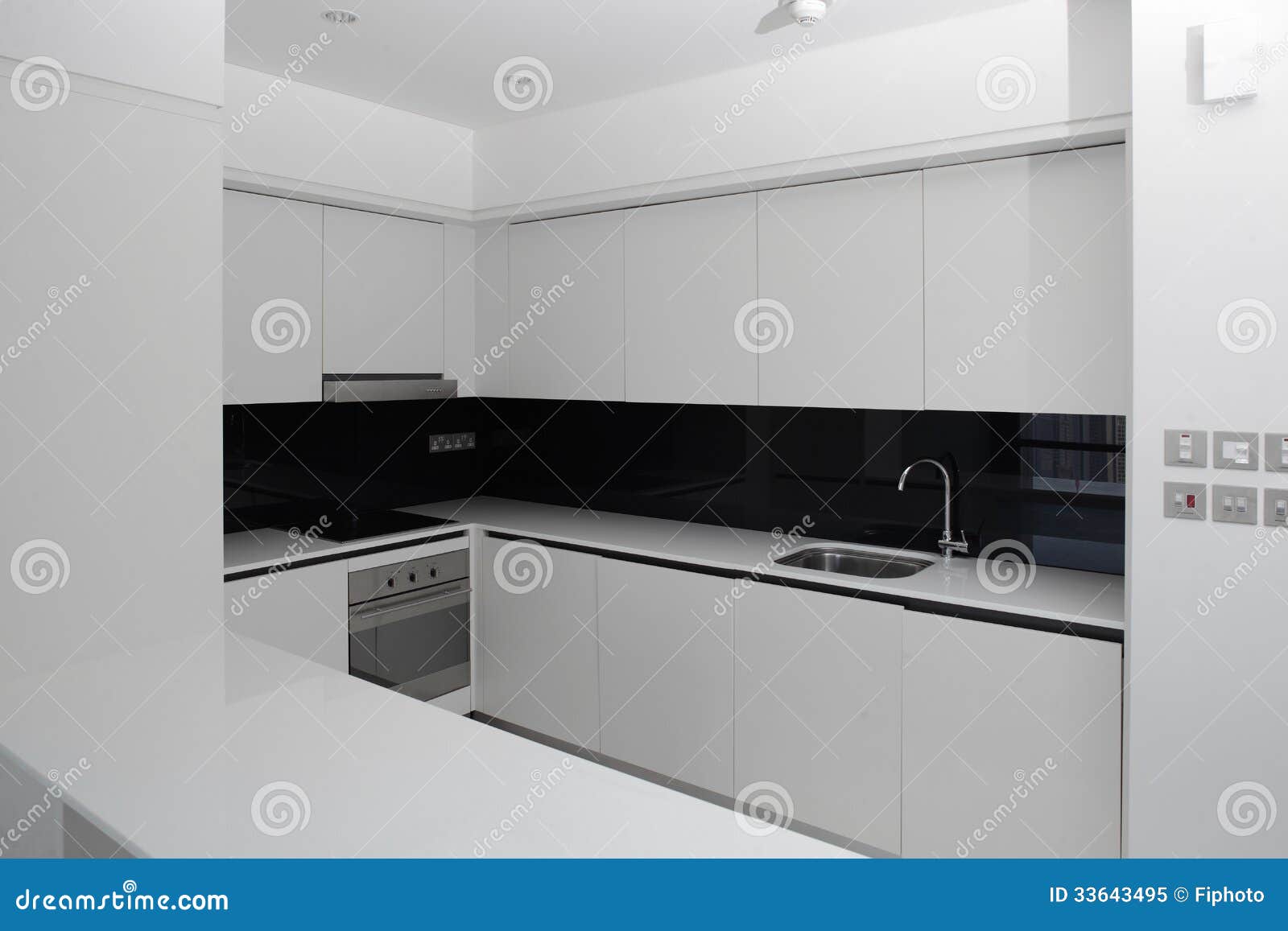 Clean White European Kitchen Stock Image - Image of home, construction ...