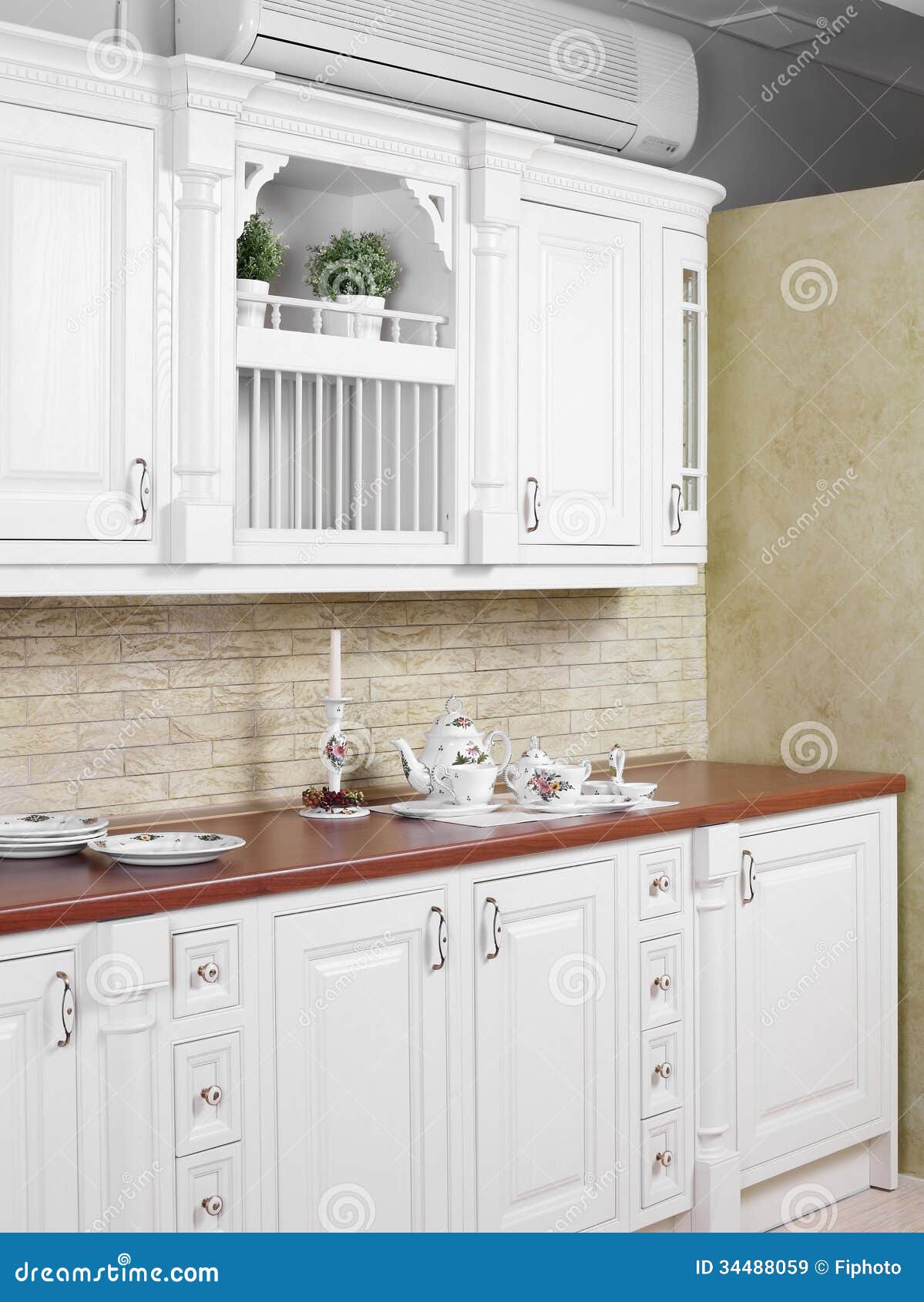 Clean White European Kitchen Stock Image - Image of department ...