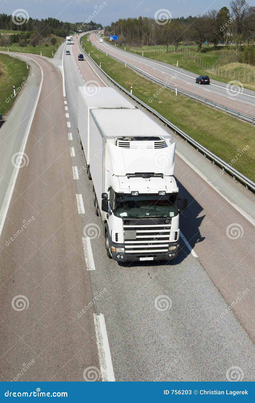 Clean, White Lorry on Highway Stock Image - Image of hauling, route: 756203