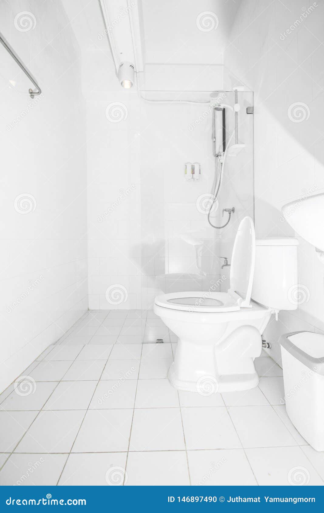 Clean White Toilet in Bathroom, Interior Modern Style Stock Photo ...