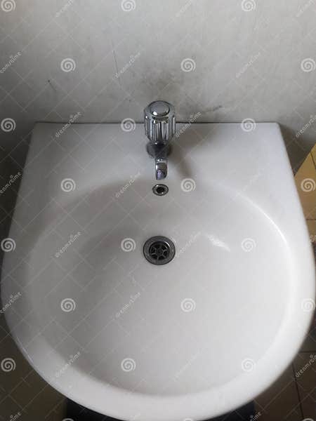 Clean White Wastafel on the Wall, Top and Front View. Stock Photo ...