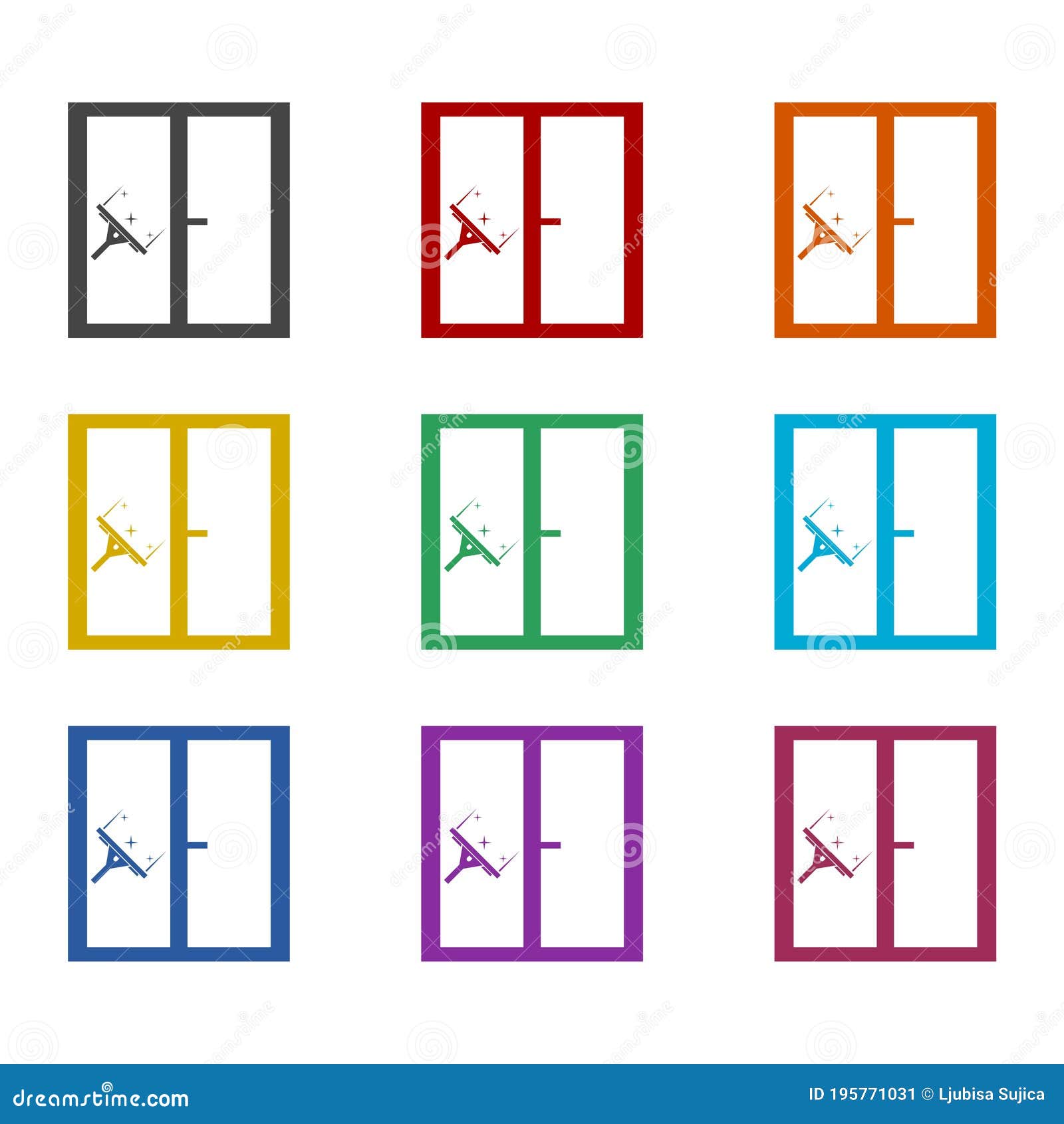 Clean Window Icon, Color Set Stock Illustration - Illustration of ...