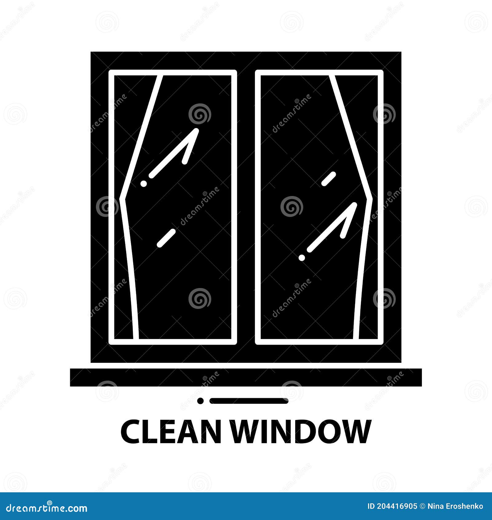 Clean Window Symbol Icon, Black Vector Sign with Editable Strokes ...