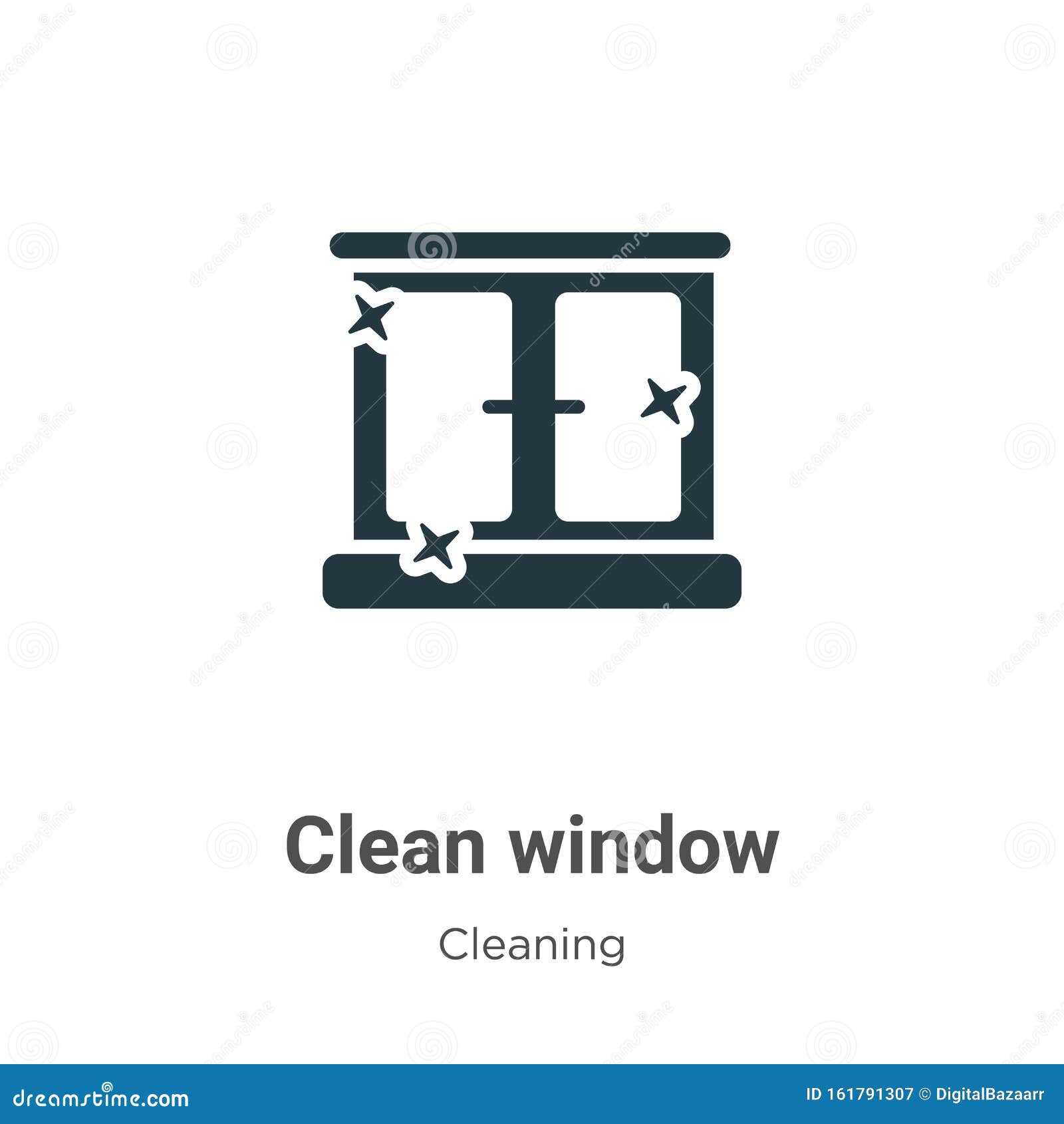 Clean Window Vector Icon on White Background. Flat Vector Clean Window ...