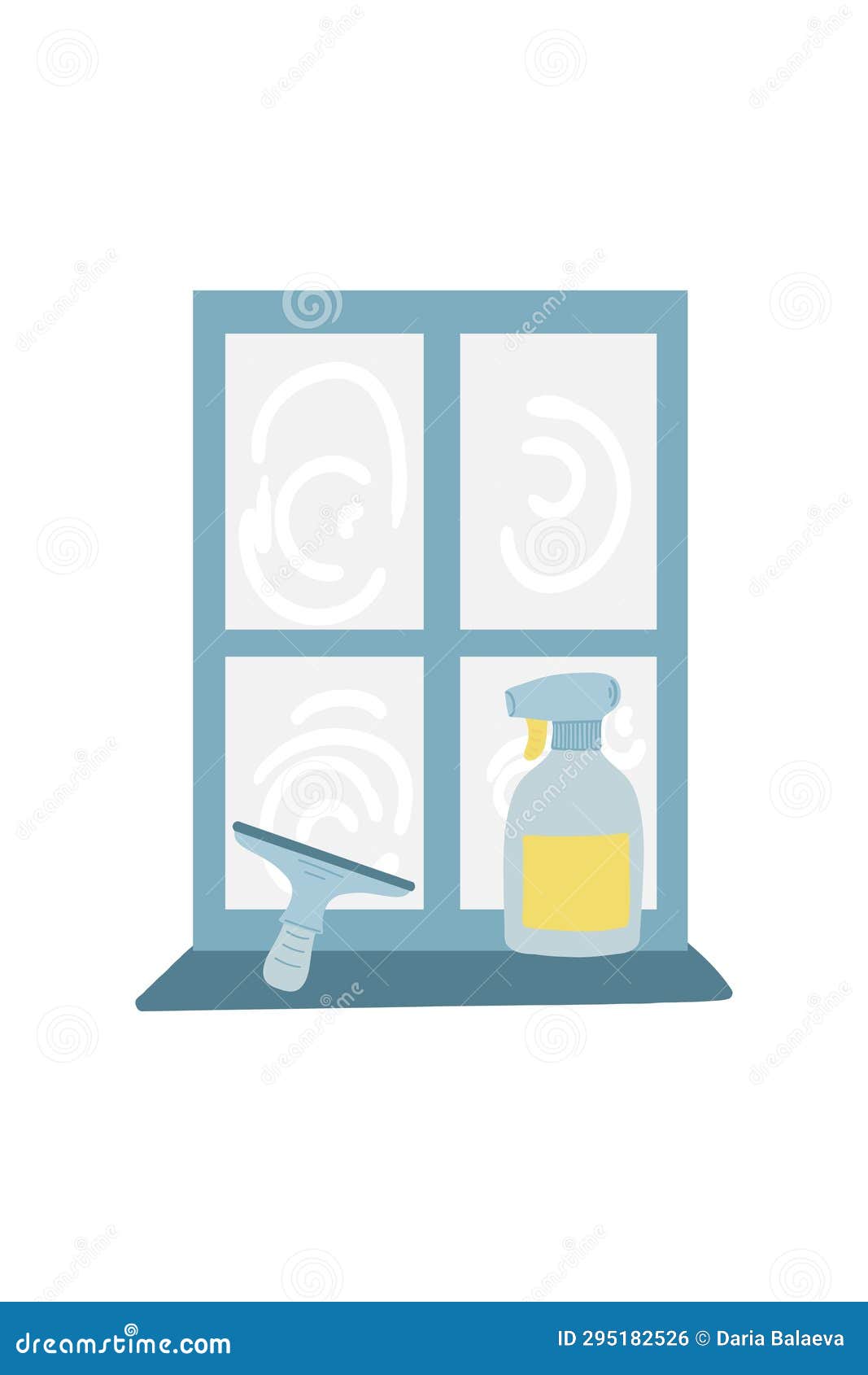 Clean Windows Hand Drawn Set Card Stock Illustration - Illustration of ...