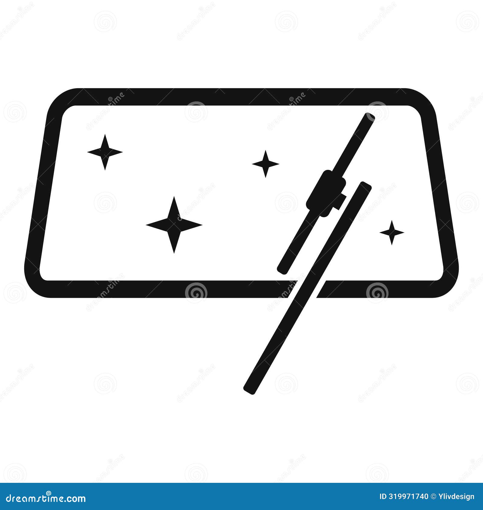 Clean Windshield Icon with Sparkles and Wiper Stock Illustration ...