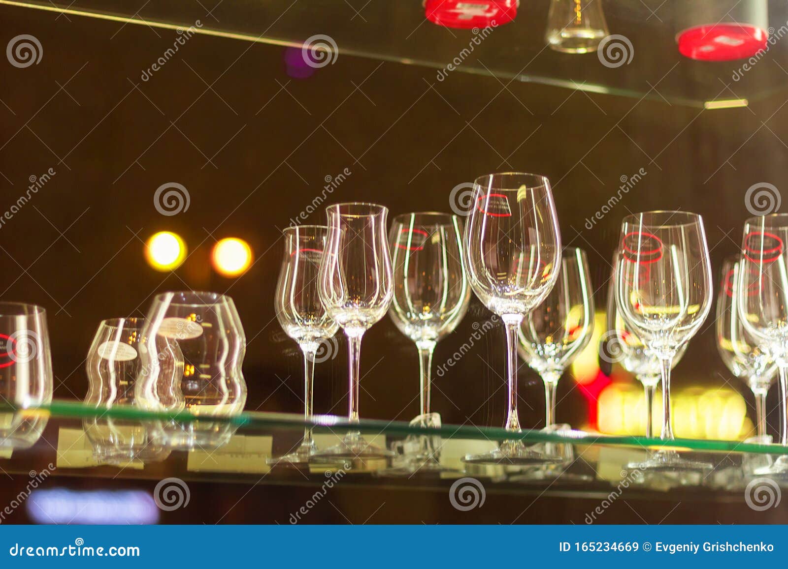 Clean Wine Glasses with Different Shapes.restaurant Bar Service Stock ...