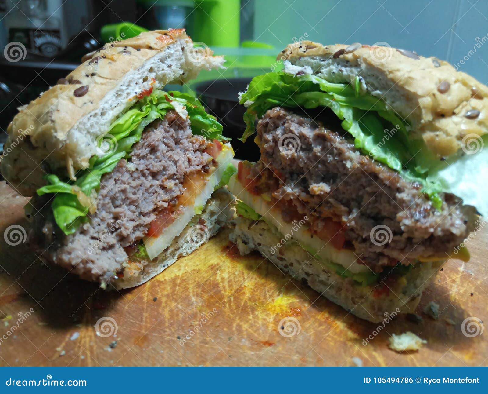 Half Sliced Beef Burger Preparing Stock Photo - Image of sliced, clean ...