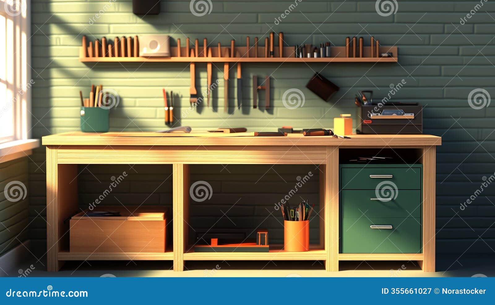 A Clean Workbench with Woodworking Tools and a Half-finished Project ...