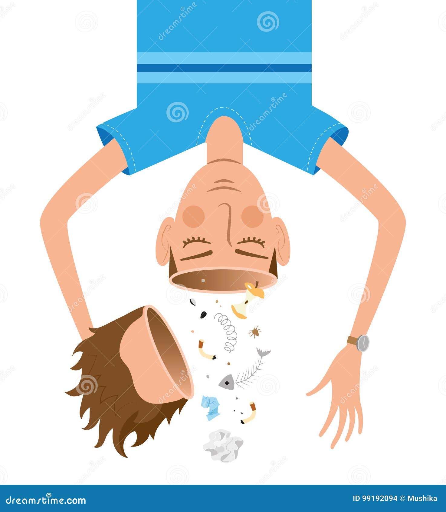 Clean Your Brain Head of Garbage Cartoon Illustration Stock Vector ...