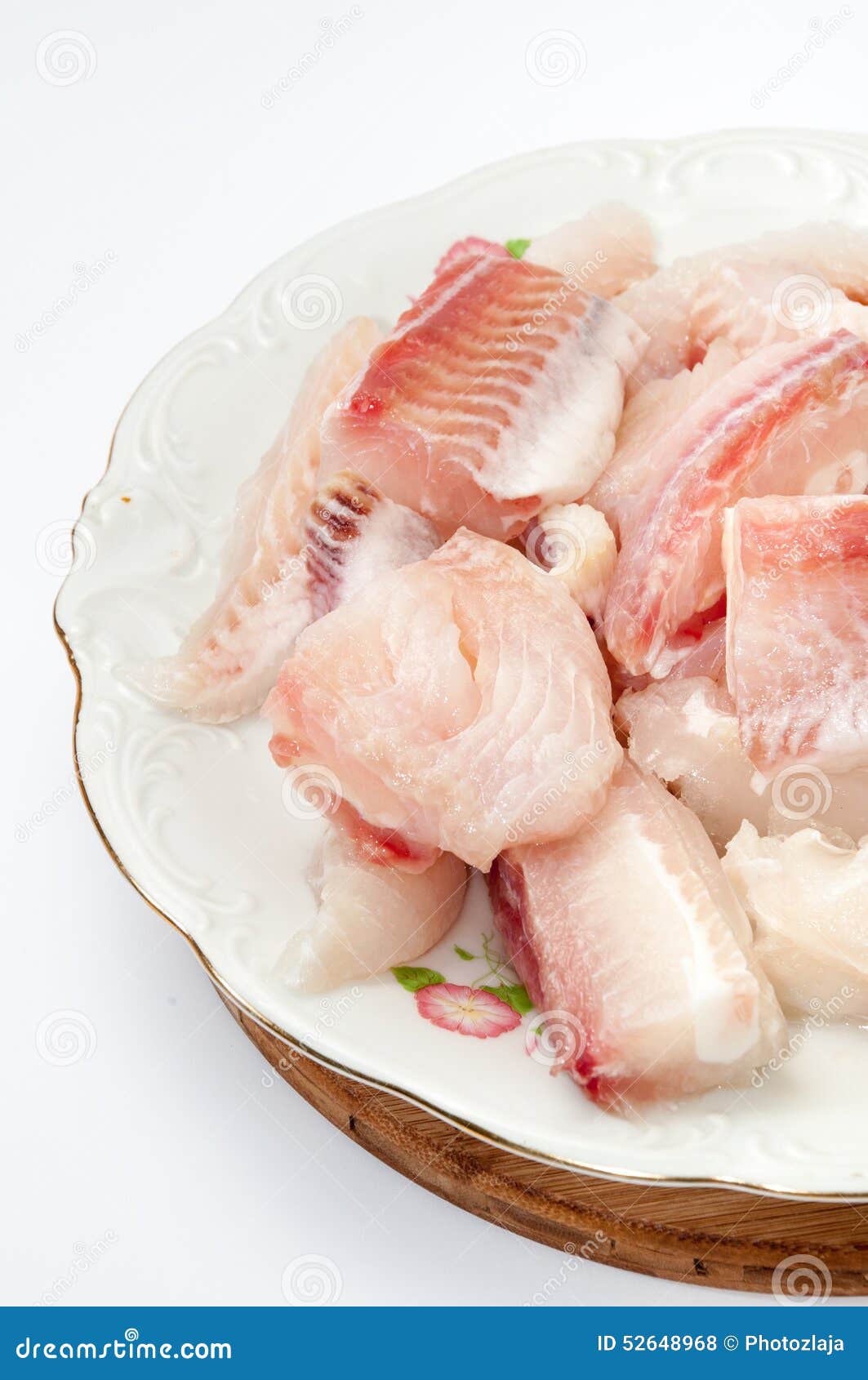 Cleaned and Cut Fish Prepared for Frying Stock Photo - Image of green ...
