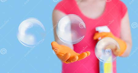 Cleaner and bubbles. stock image. Image of indoor, design - 85417653