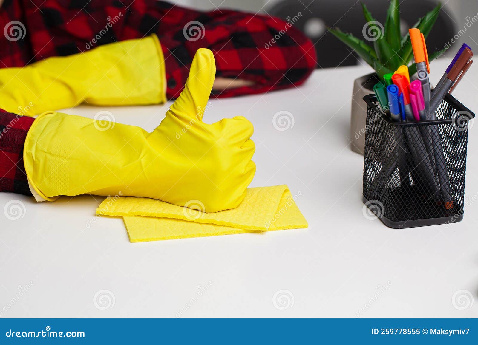 Cleaner Cleaning Desk with Rag in Office Stock Image - Image of ...