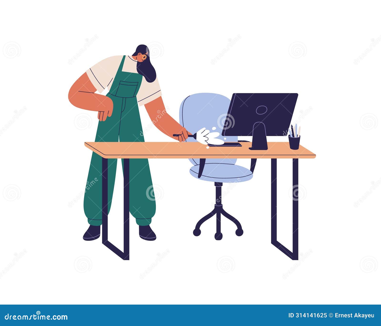 Cleaner from Cleaning Service, Cleans Work Table, Computer Desk from ...
