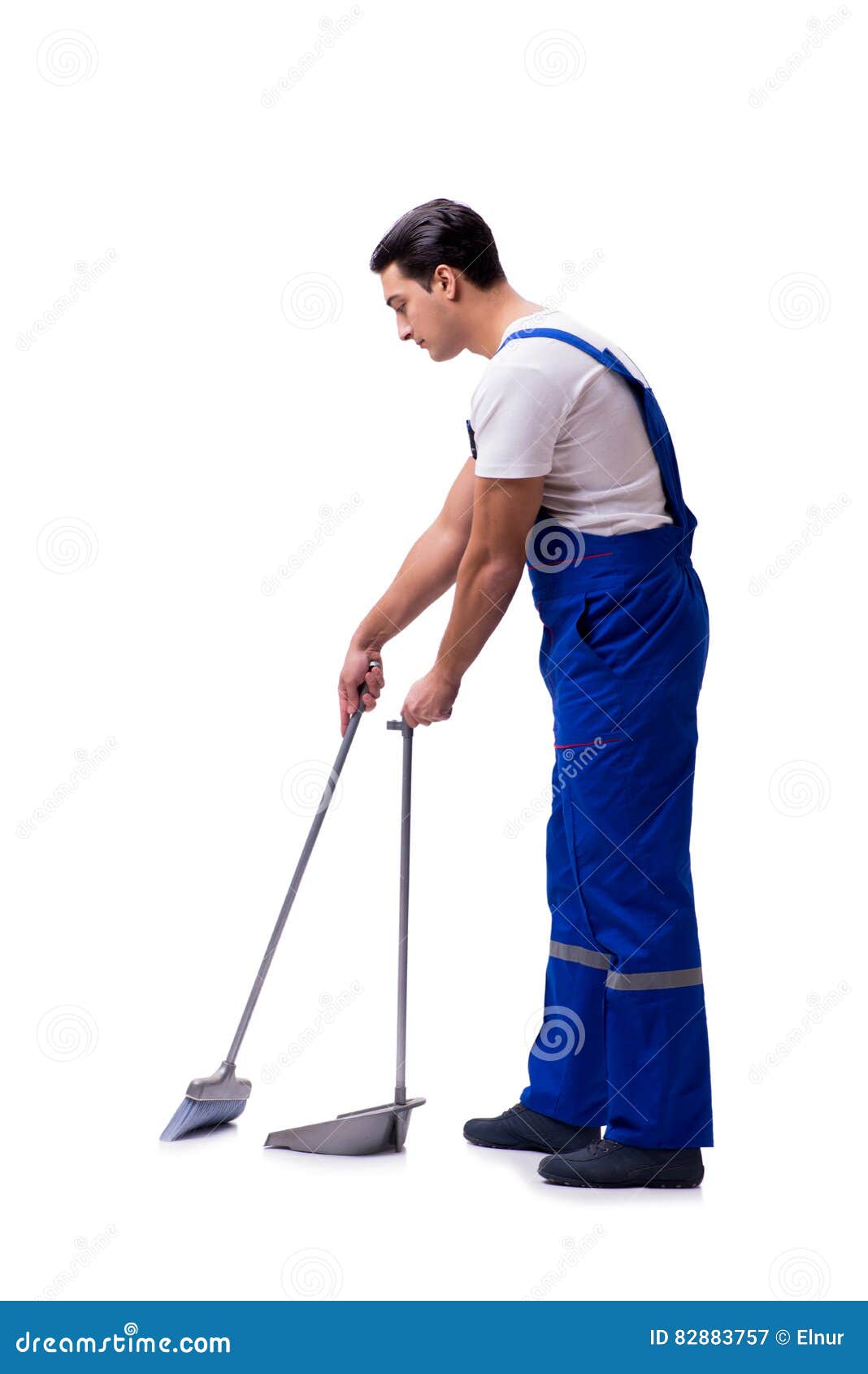 The Cleaner at Construction Site Isolated on White Stock Image - Image ...
