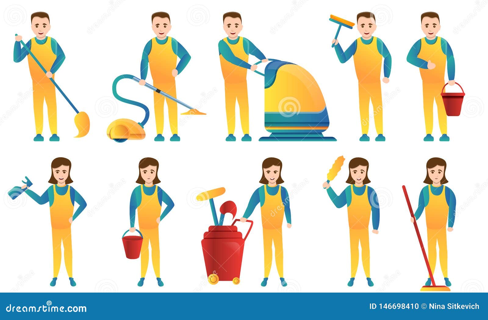 Cleaner Equipment Icons Set, Cartoon Style Stock Vector - Illustration ...