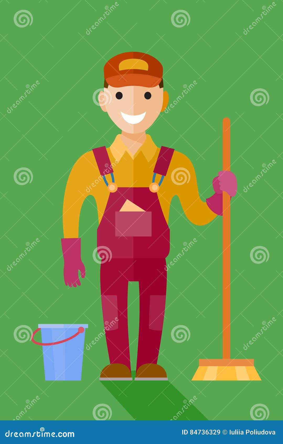 Cleaner Figure Illustration. Vector in Flat Style Design Stock ...