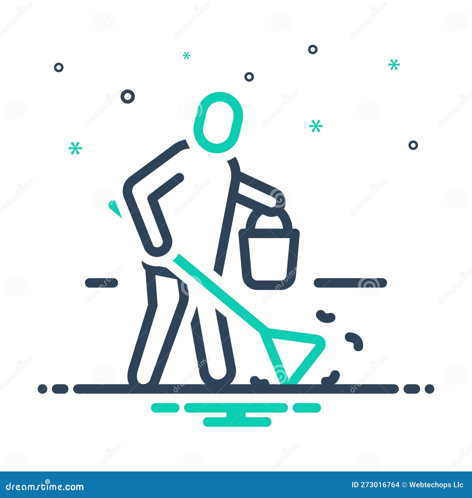 Mix Icon for Cleaner, Swabber and Basket Stock Vector - Illustration of ...