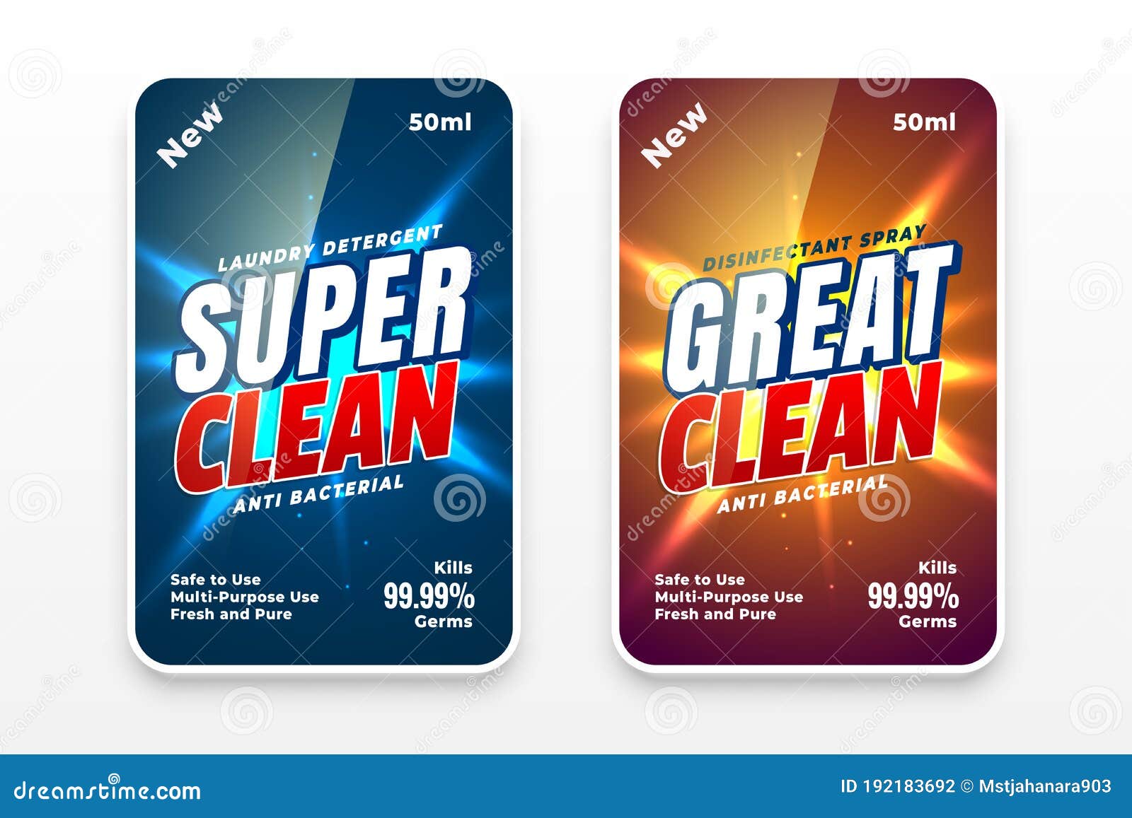Cleaner Labels Design for Detergent or Disinfectant Stock Vector ...
