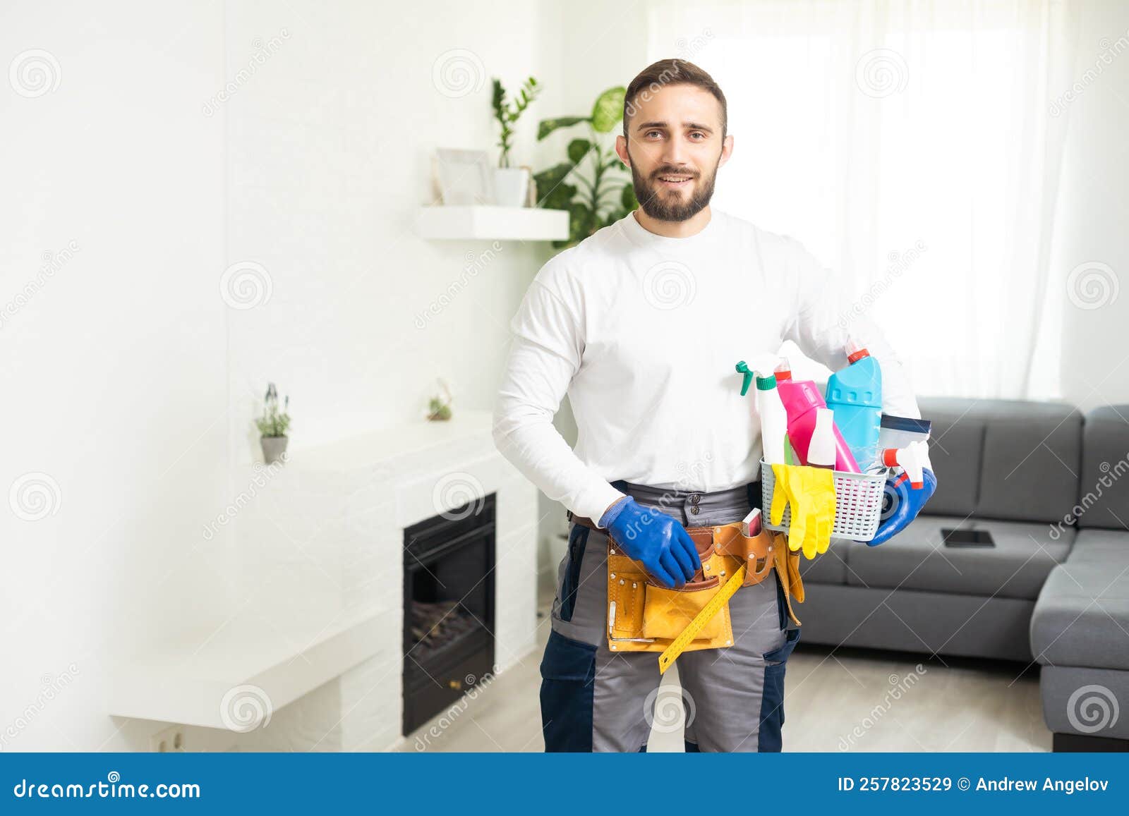 Cleaner Male Man Workers in Uniform Stock Image - Image of male ...