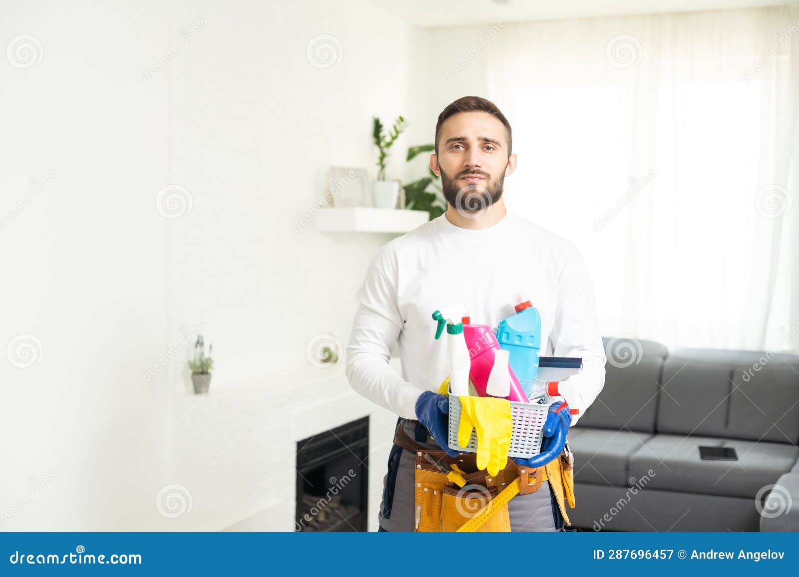 Cleaner Male Man Workers in Uniform Stock Image - Image of adult ...