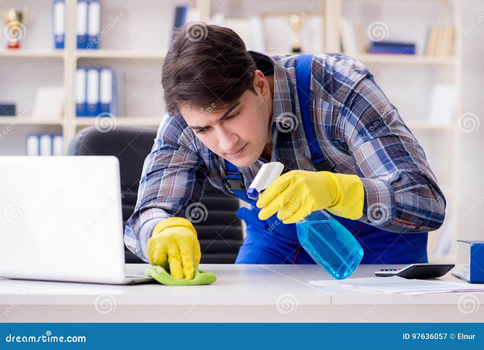 The Cleaner Man Cleaning the Office Stock Image - Image of bucket ...