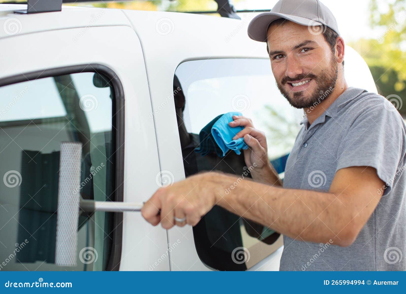 Cleaner Standing Next To Van Stock Photo - Image of warehouse ...