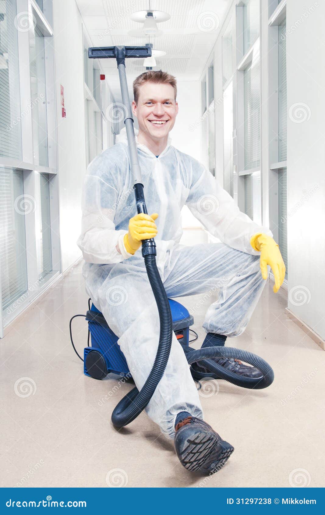 Cleaner taking a break stock photo. Image of caucasian - 31297238