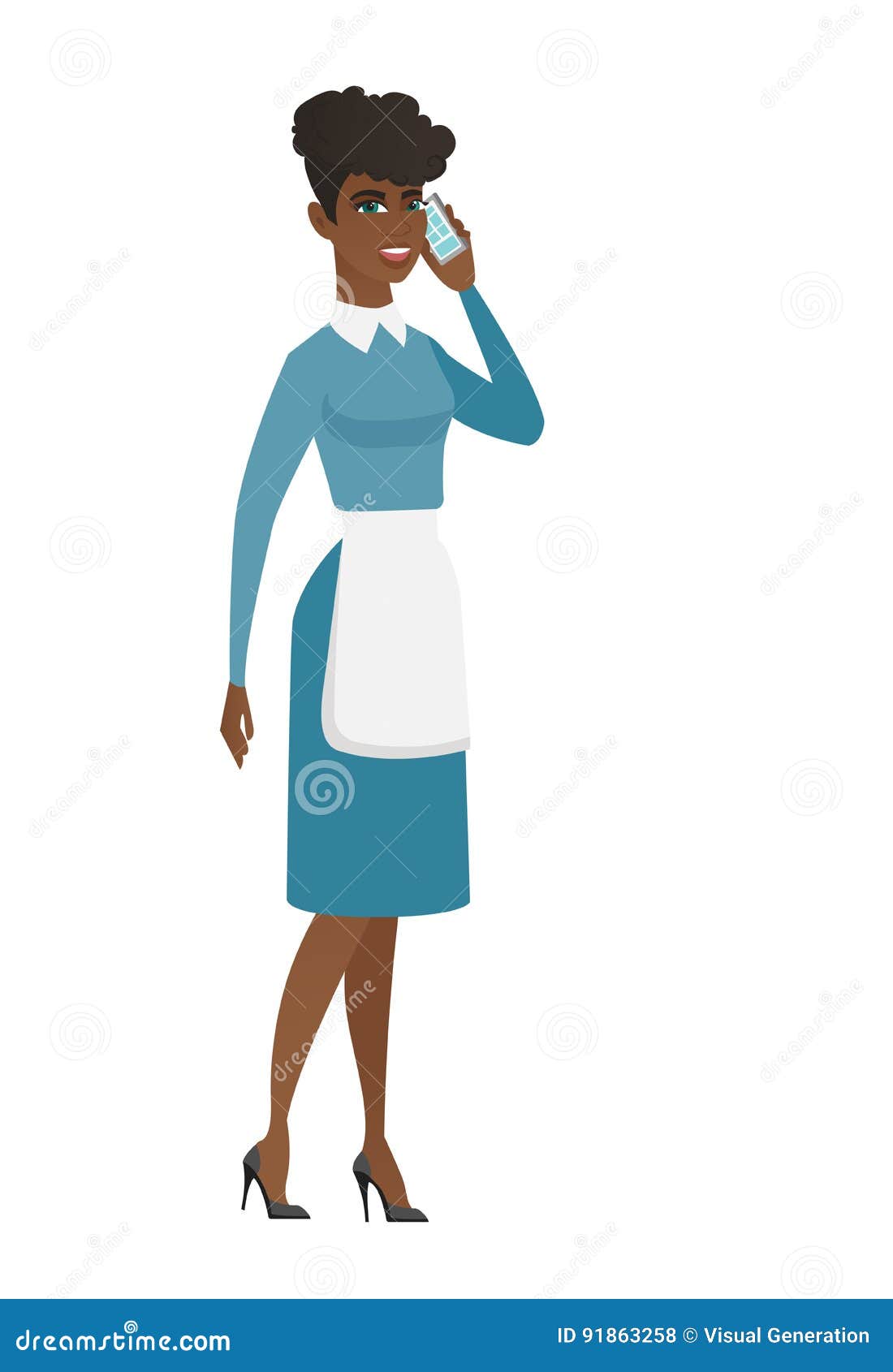 Cleaner Talking on a Mobile Phone. Stock Vector - Illustration of ...